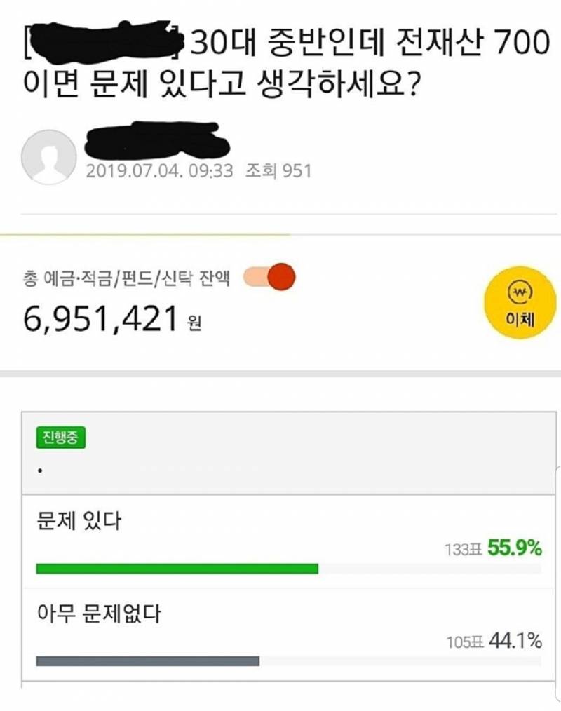 30대 중반인데 전재산 700이면 문제 있다고 생각해? - 인스티즈(instiz) 일상 카테고리