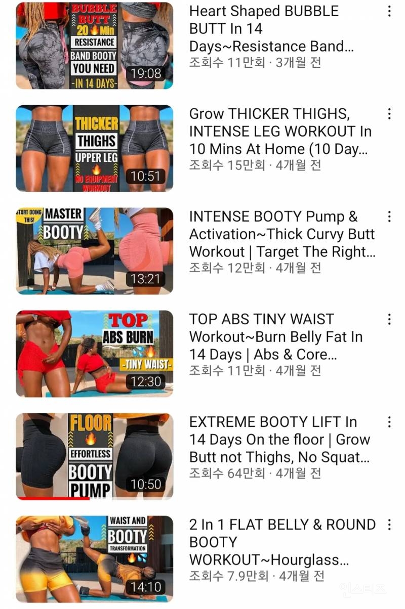 엉덩이 홈트 특화 채널 - 인스티즈(instiz) 인티포털 카테고리
