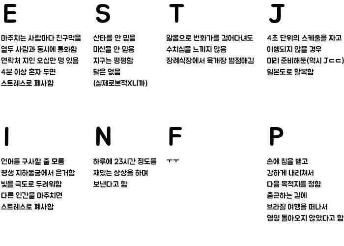 재미로 보는 MBTI 극단적 정리.jpg - 인스티즈(instiz) 이슈 카테고리
