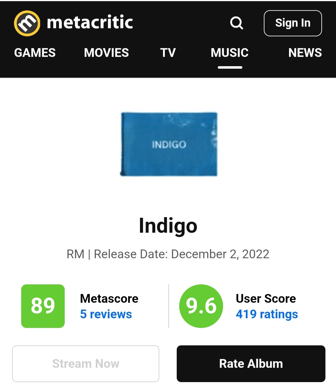 [정보/소식] 메타크리틱 점수 명반 받은... 방탄 RM 음반 - 인스티즈(instiz) (K)POP/예능 카테고리