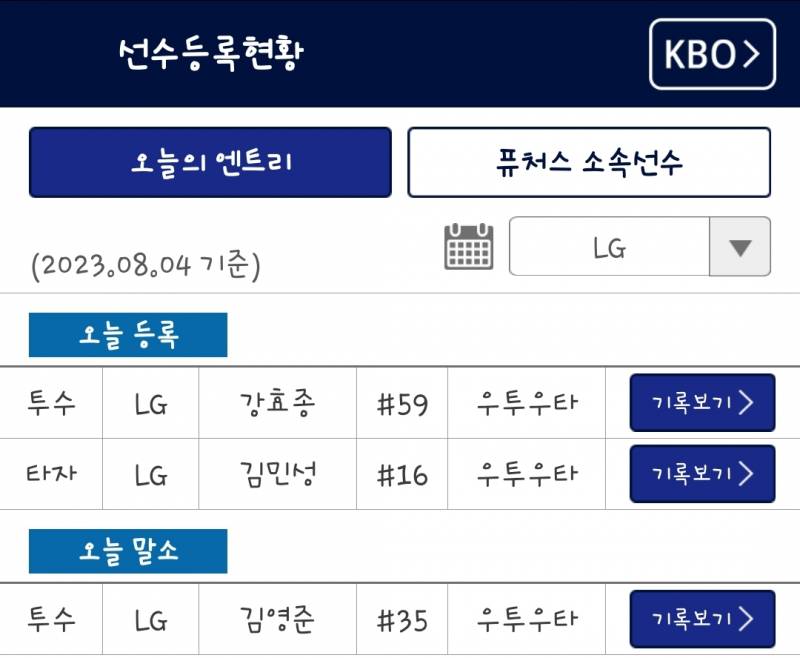 [정보/소식] ️230804 퓨처스 등말소🖤 - 인스티즈(instiz) LG 카테고리