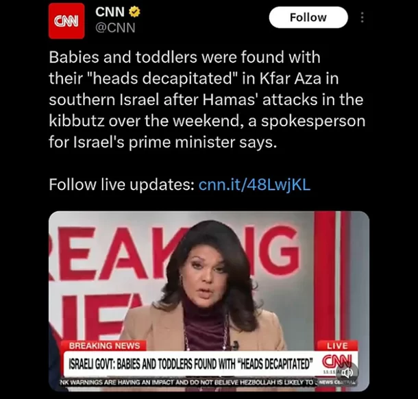 "아기 참수, 확인 못 해"…CNN 기자도 사과 - 인스티즈(instiz) 이슈 카테고리