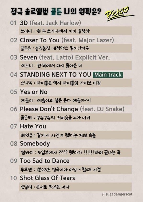 [잡담] 정국 골든 앨범 수록곡 최애 모야 인스티즈 Instiz 연예 카테고리