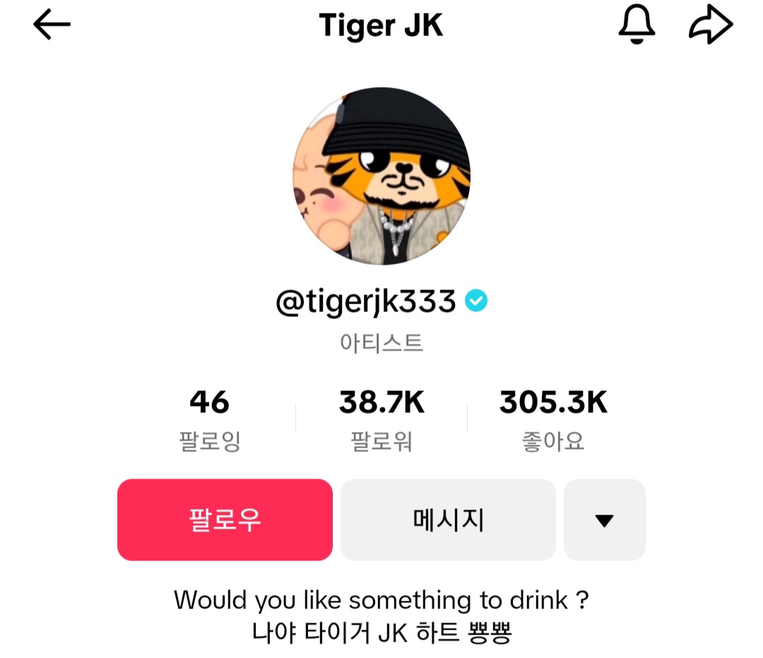 [잡담] 현재 타이거 jk 틱톡 프로필사진 - 인스티즈(instiz) 연예 카테고리