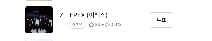 [잡담] 벅스 투표 7위.... - 인스티즈(instiz) EPEX 카테고리