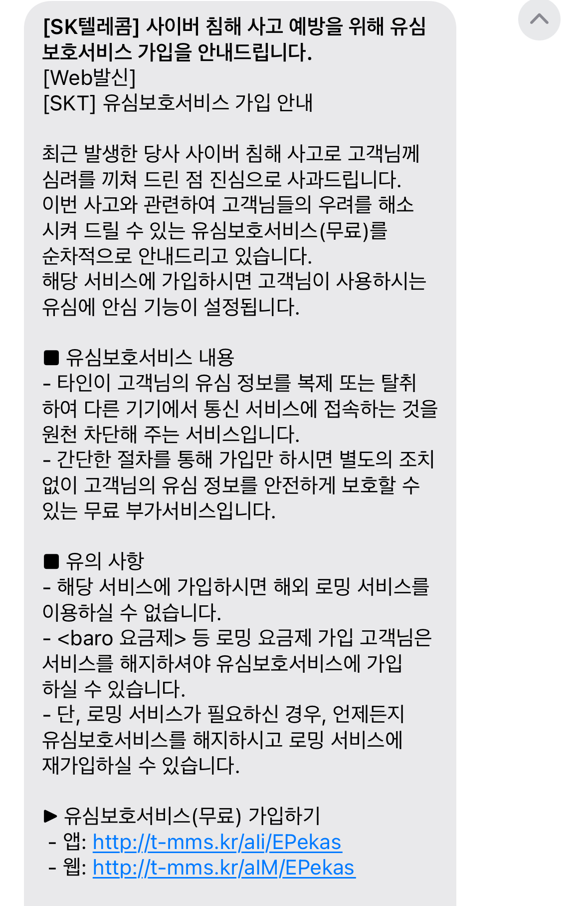 [잡담] Skt 유심 보호 서비스 무료로 가입 시켜 준다고 문자왔다 - 인스티즈(instiz) 연예 카테고리