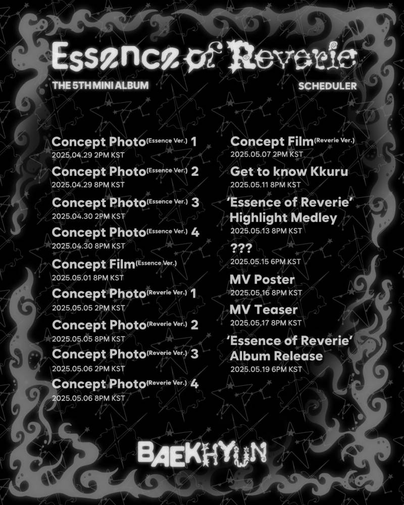 16일(금), 💜백현 미니 5집 Essence of Reverie | MV Poster - 인스티즈(instiz) 팬캘린더 카테고리