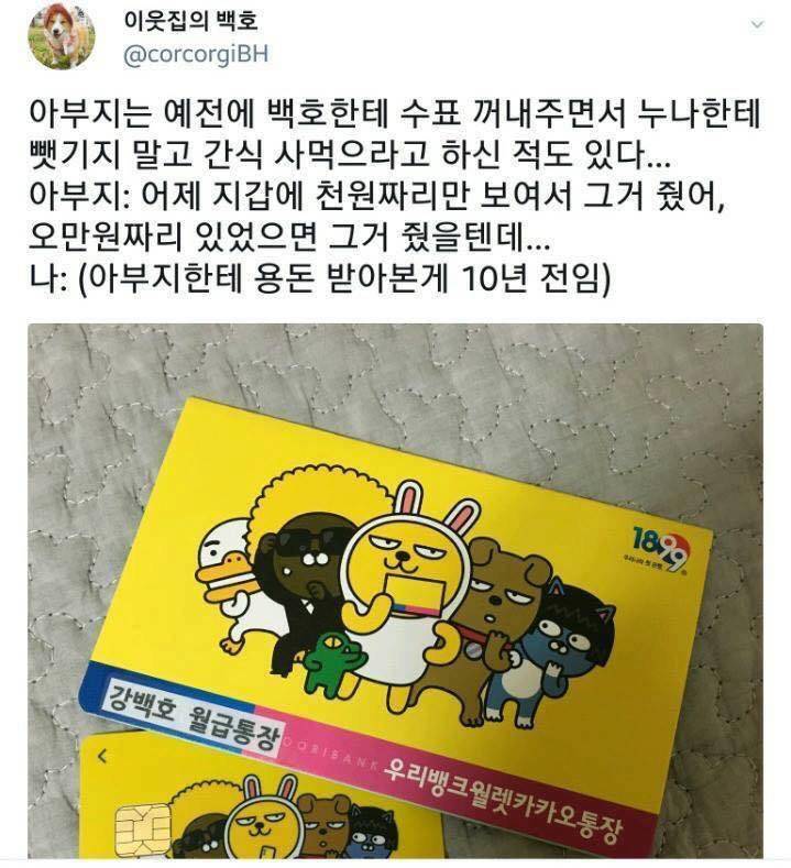 아빠에게 용돈 받는 코기 - 인스티즈(instiz) 이슈 카테고리