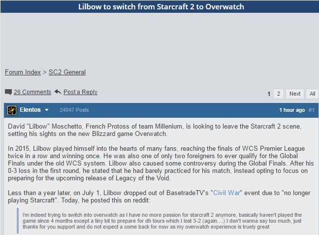 [스타2] WCS 우승자 릴보우 오버워치로 전향 - 인스티즈(instiz) 이슈 카테고리