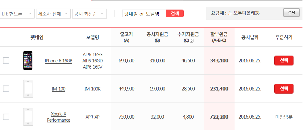 28순 모두다 올레(LTE)요금제 사용시 IM-100 가격 - 인스티즈(instiz) 이슈 카테고리