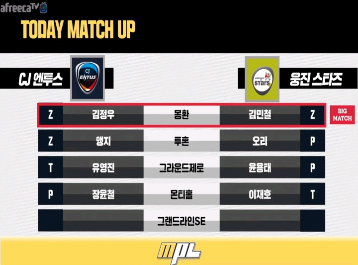 MOO 프로리그 CJ엔투스 VS 웅진스타즈 엔트리 발표 - 인스티즈(instiz) 이슈 카테고리