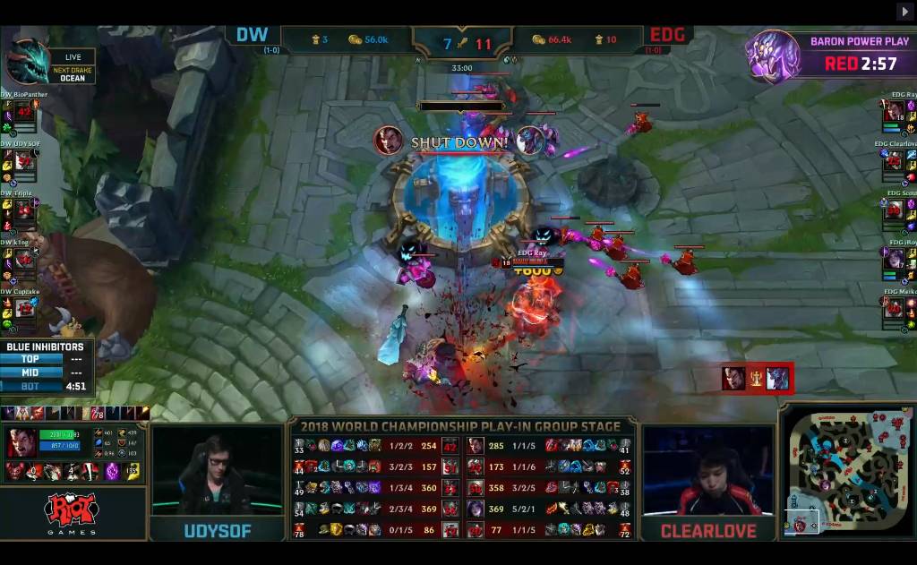 [LOL] 2018 롤드컵 플레이-인 스테이지 / 대회 이틀째 제 5경기, DW(호주) vs EDG(중국) - 경기결과 - 인스티즈(instiz) 이슈 카테고리