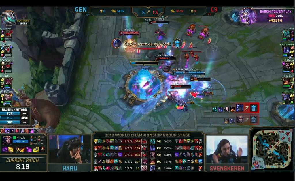 [LOL] 2018 롤드컵 그룹 스테이지 / 대회 5일차 2경기,'GEN(한국) vs C9(북미)'- 경기결과 - 인스티즈(instiz) 이슈 카테고리