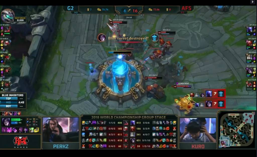 [LOL] 2018 롤드컵 그룹 스테이지 / 대회 6일차 6경기,"G2(유럽) vs AFS(한국)"- 경기결과 - 인스티즈(instiz) 이슈 카테고리