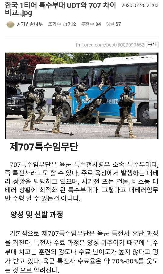 한국 1티어 특수부대 UDT와 707 차이 비교....jpg - 인스티즈(instiz) 인티포털 카테고리