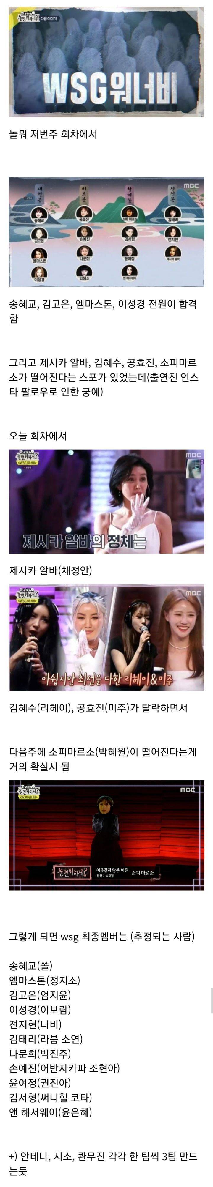 거의 확실시 된 놀면뭐하니 wsg워너비 맴버 스포 - 인스티즈(instiz) 인티포털 카테고리