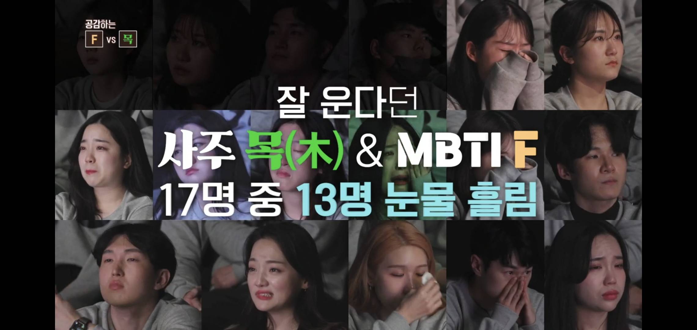 웃긴 티빙 mbti F vs T 눈물실험.jpg - 인스티즈(instiz) 이슈 카테고리