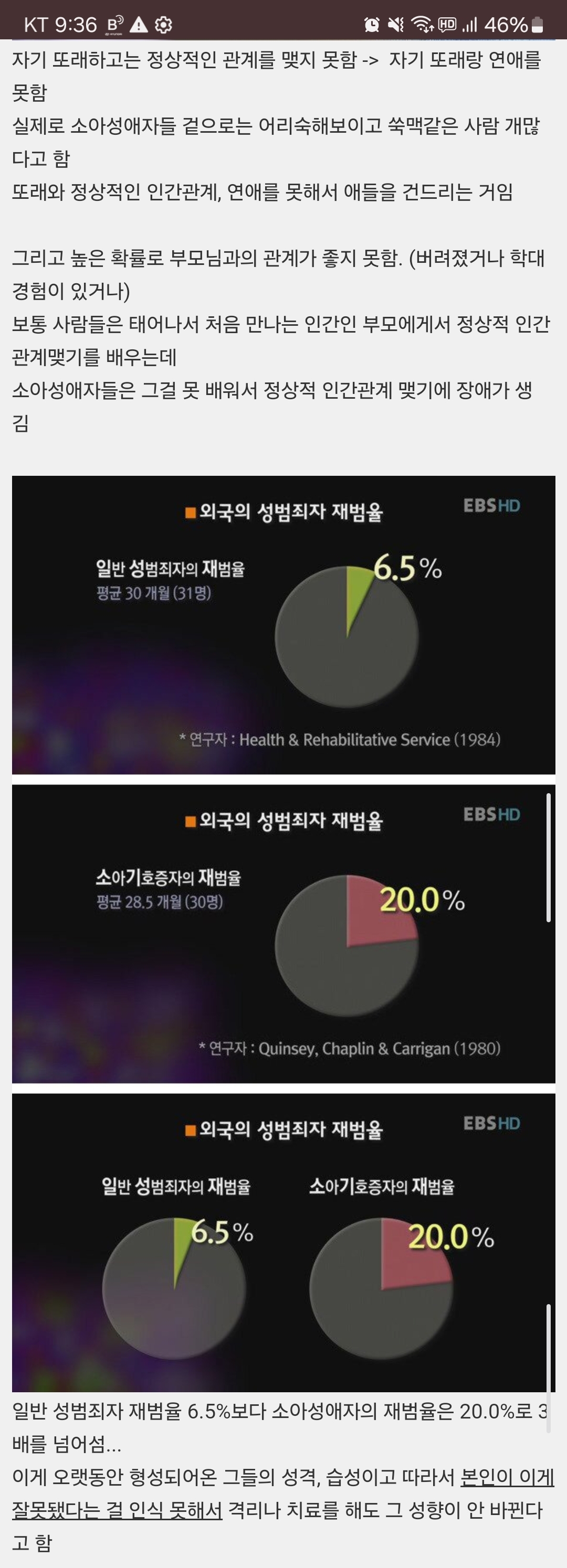 [잡담] EBS 다큐에 나온 소아성애자(소아성범죄자)들 특징.jpg - 인스티즈(instiz) 연예 카테고리