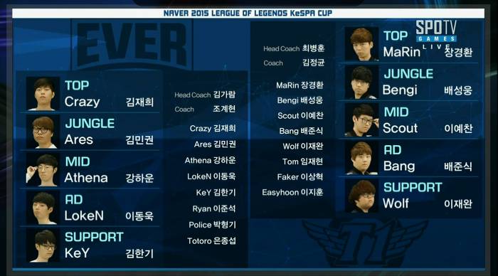 [LOL] KeSPA컵 Ever vs SKT T1 시즌5 솔랭 1위 Scout 출전 - 인스티즈(instiz) 이슈 카테고리